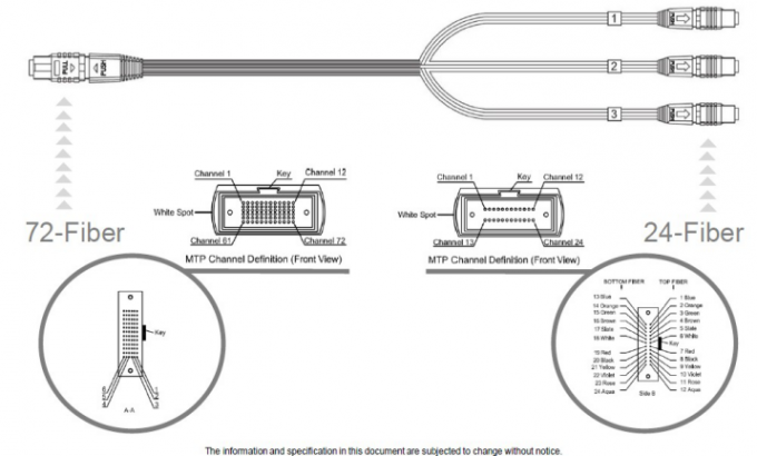 72F Violet MPO - MPO Fiber Optic Cable OM4 MT Ferrule 100Gig Data Transfer