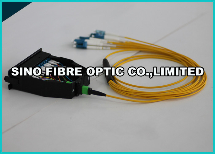 Fiber Optic Assembly 12F MPO To LC Breakout Cable 40 Gig 9 / 125um With ...