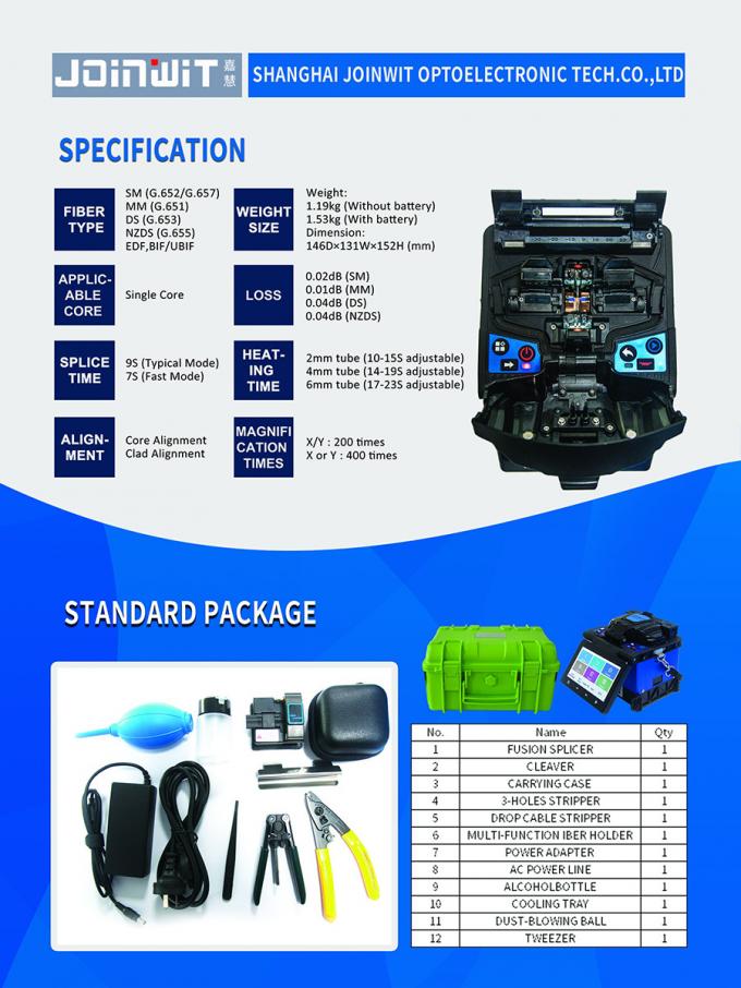 JoInwit JW4106N Optical Fiber Fusion Splicer , FTTH Fiber Optic Welding ...